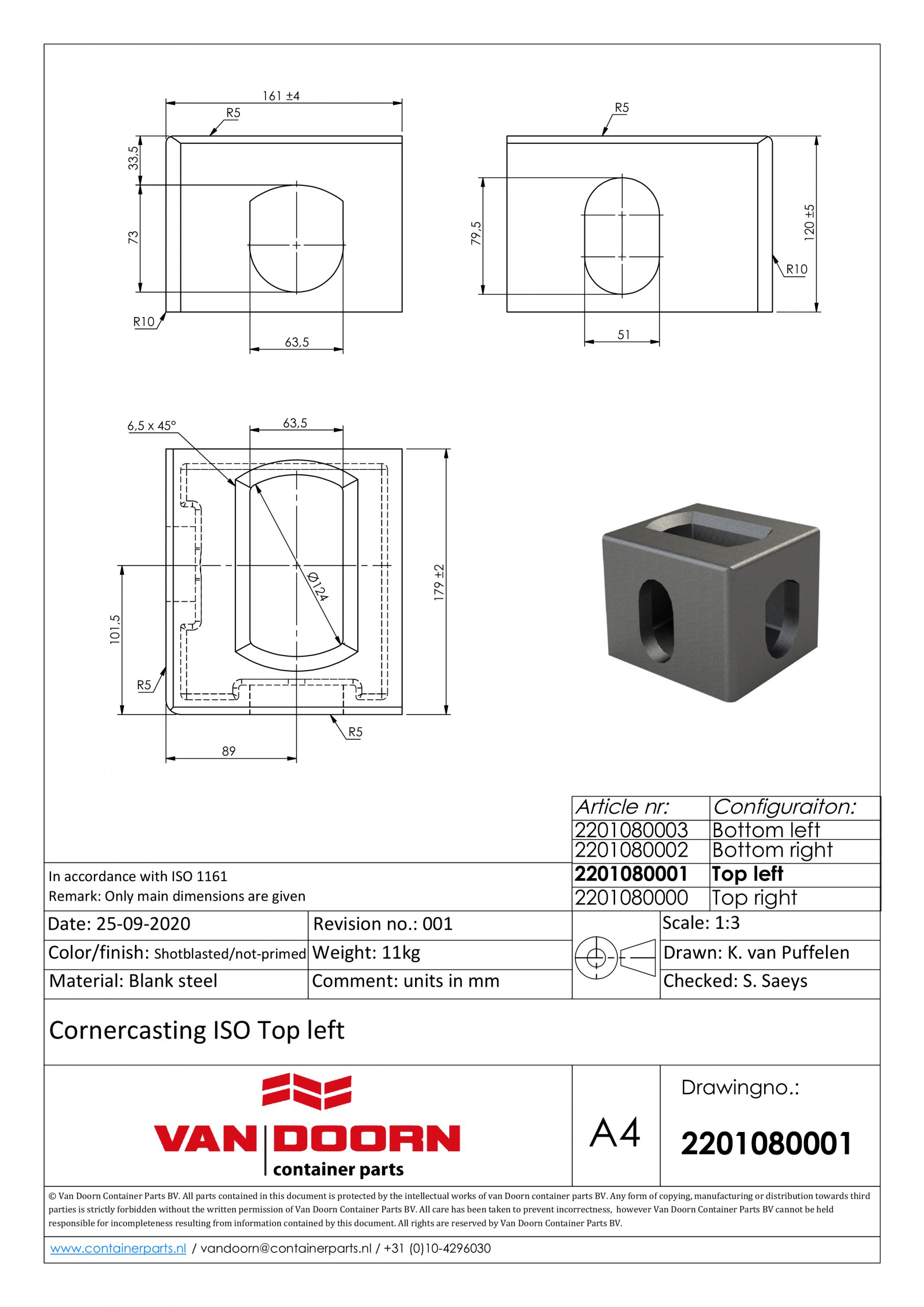 Cornercasting ISO Standard Top Left • Van Doorn Containerparts