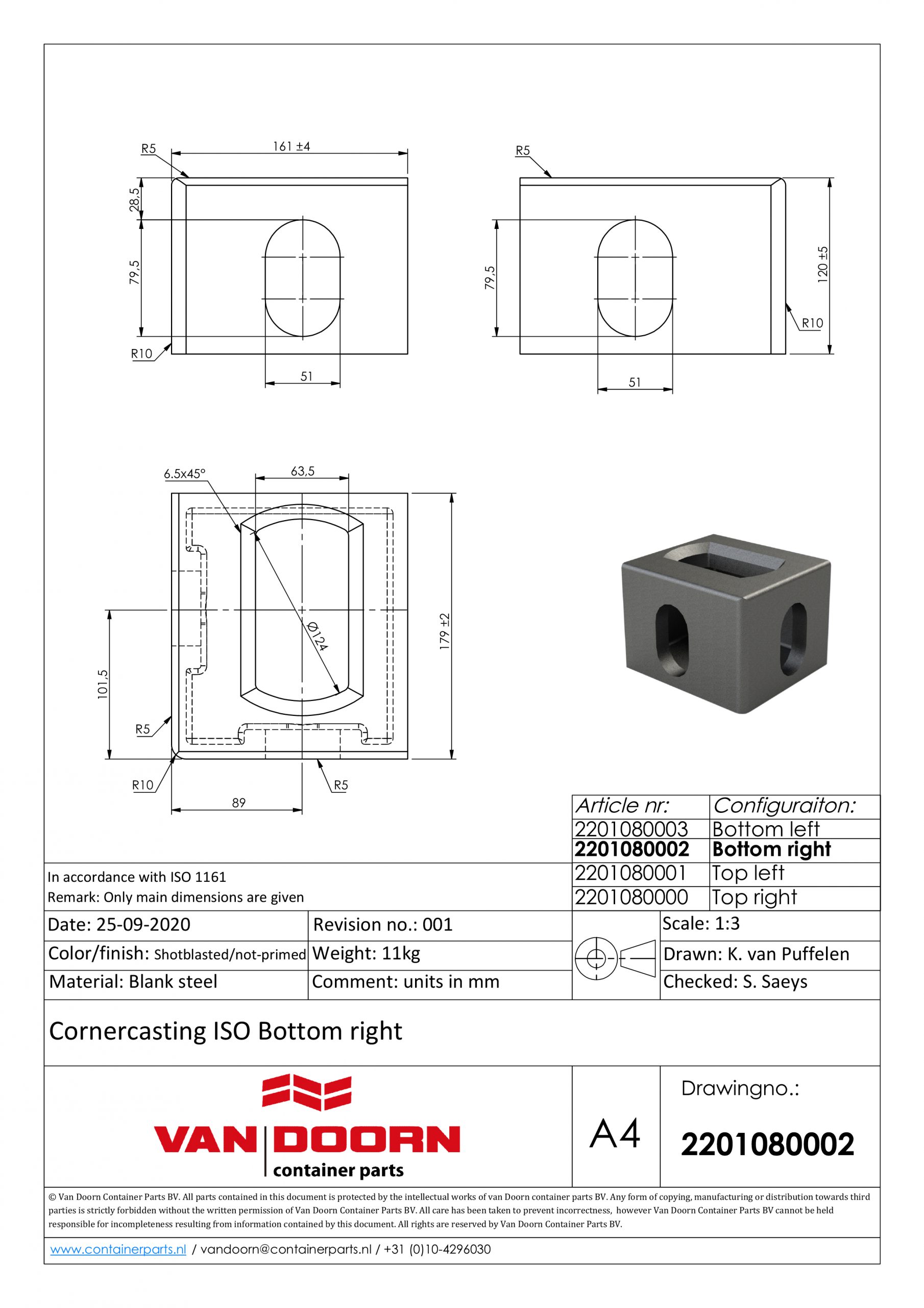 Cornercasting ISO Standard Bottom Right • Van Doorn Containerparts