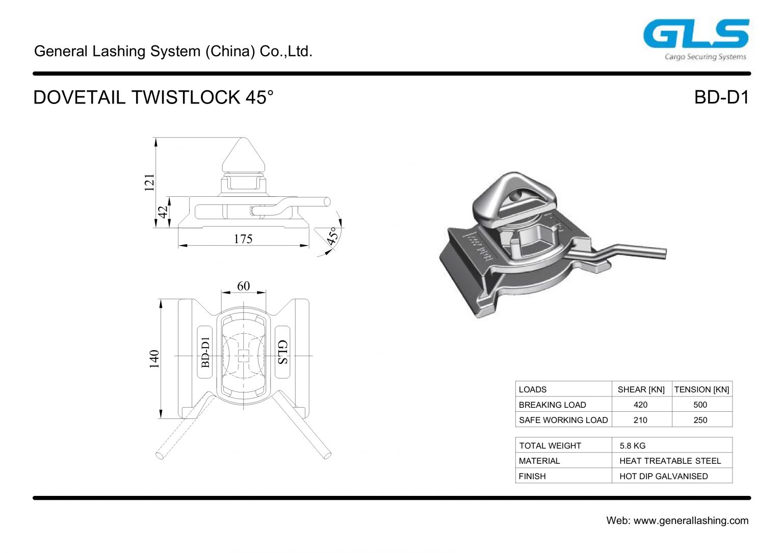 Bottom Twistlock BD-D1 - Van Doorn Container Parts