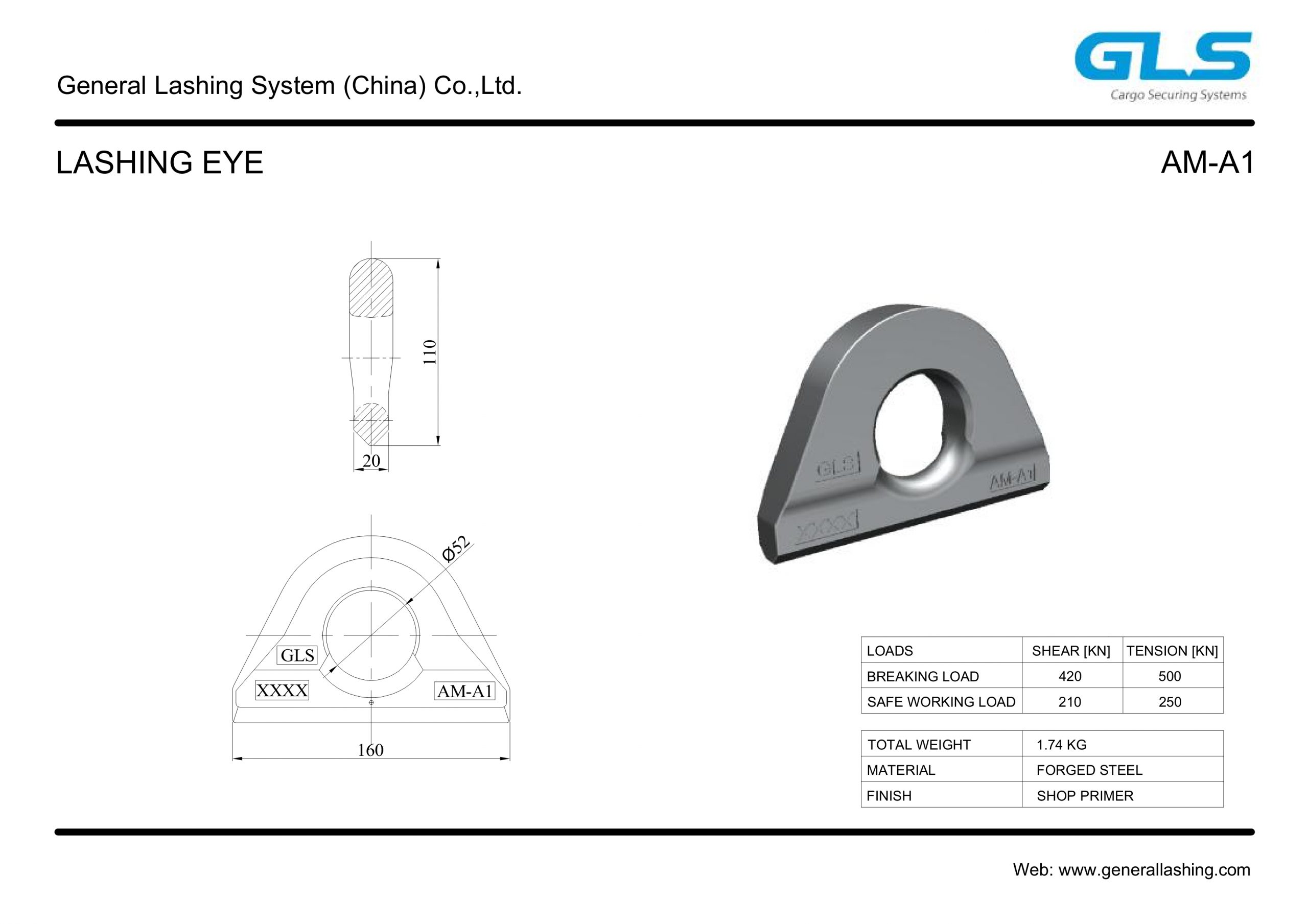 AM-A1/D Lashing plate single • Van Doorn Containerparts