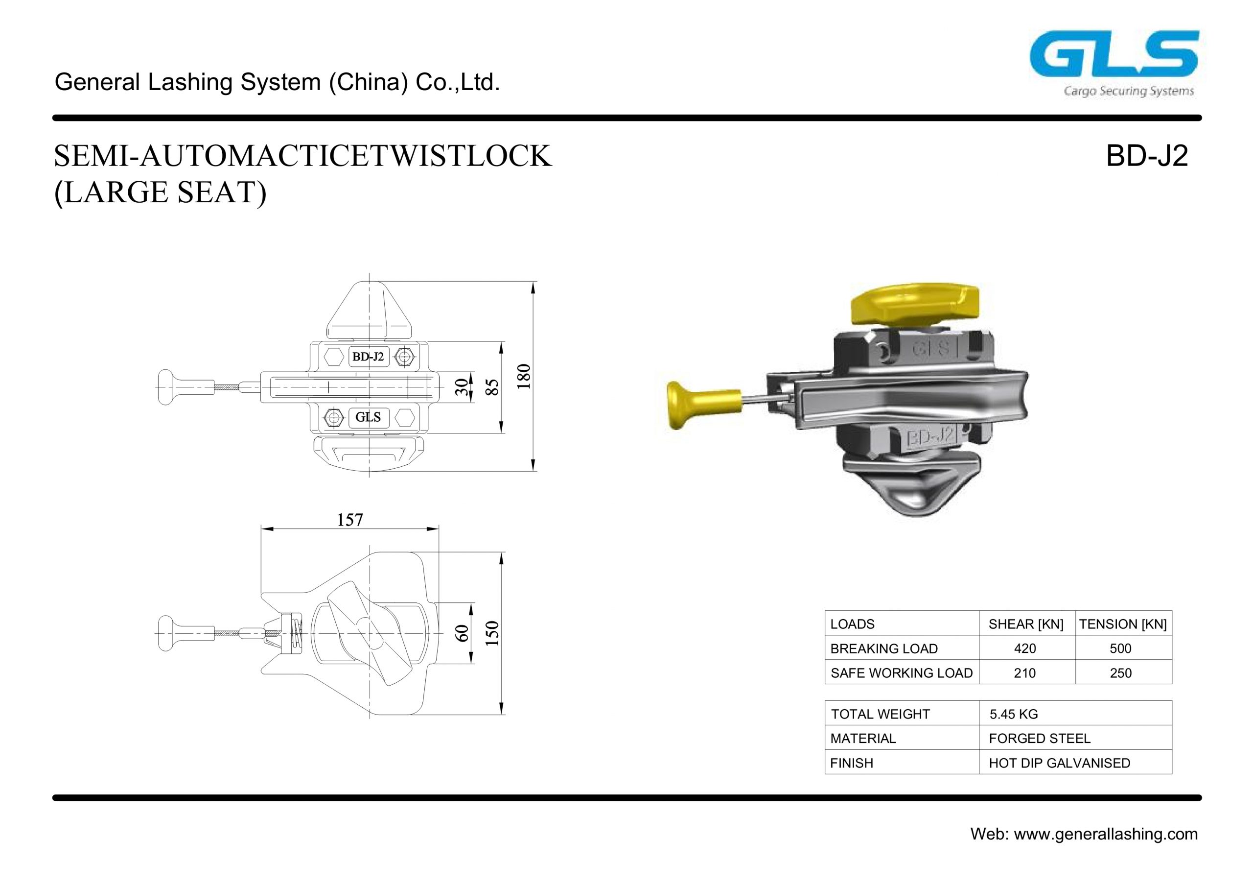 BD-J2/B Semi-Automatic twistlock Wide body • Van Doorn Containerparts