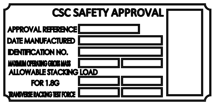 CSC Data Plate 200x100x1mm stainless steel • Van Doorn Containerparts