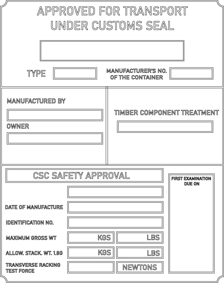 CSC Data Plate 250x200mm stainless steel • Van Doorn Containerparts